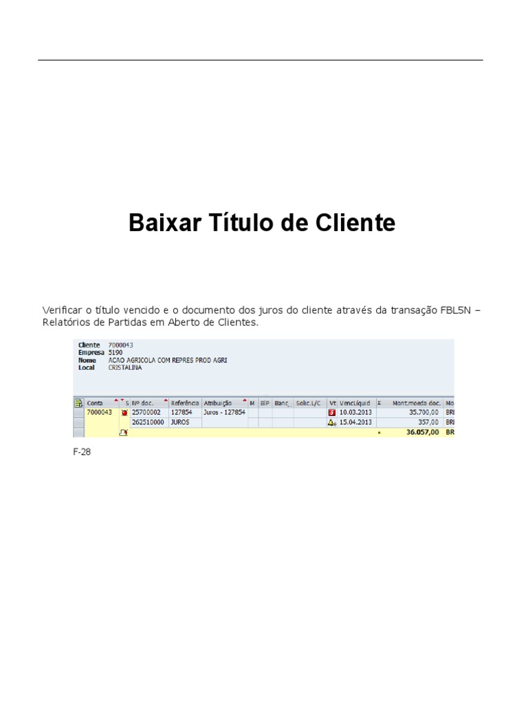 Transacao F 28 SAP | PDF | Contabilidade | Juros