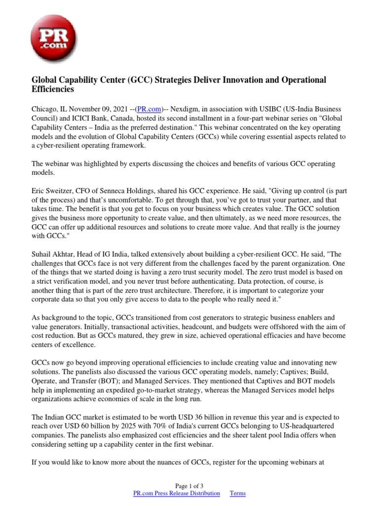 Global Capability Center (GCC) Strategies Deliver Innovation and ...