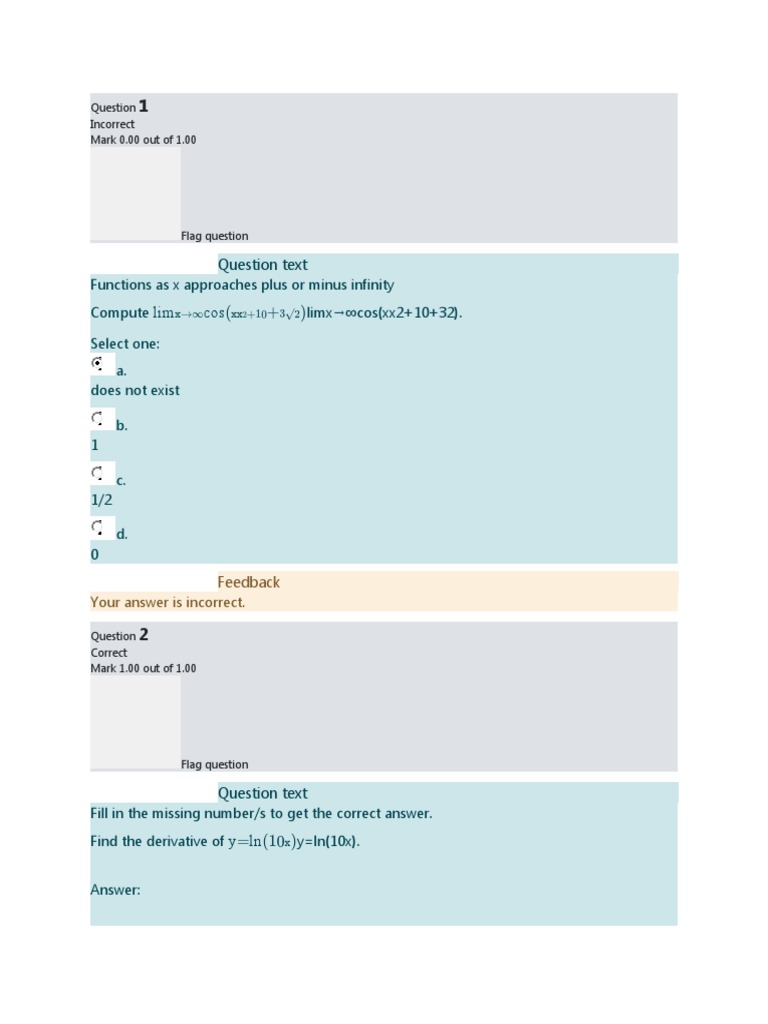 Calculus 2 Midterm Quiz 2 Attemp 1 | PDF | Derivative | Trigonometric ...