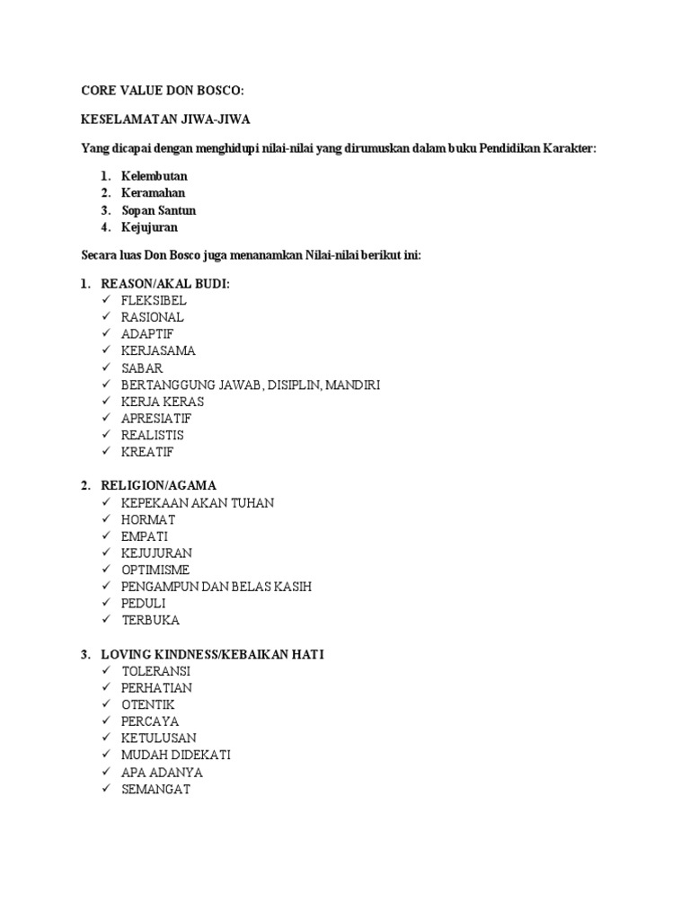 Nilai Nilai Don Bosco Fix | PDF