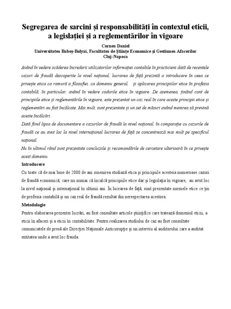 Segregarea de Sarcini I Responsabilita | PDF