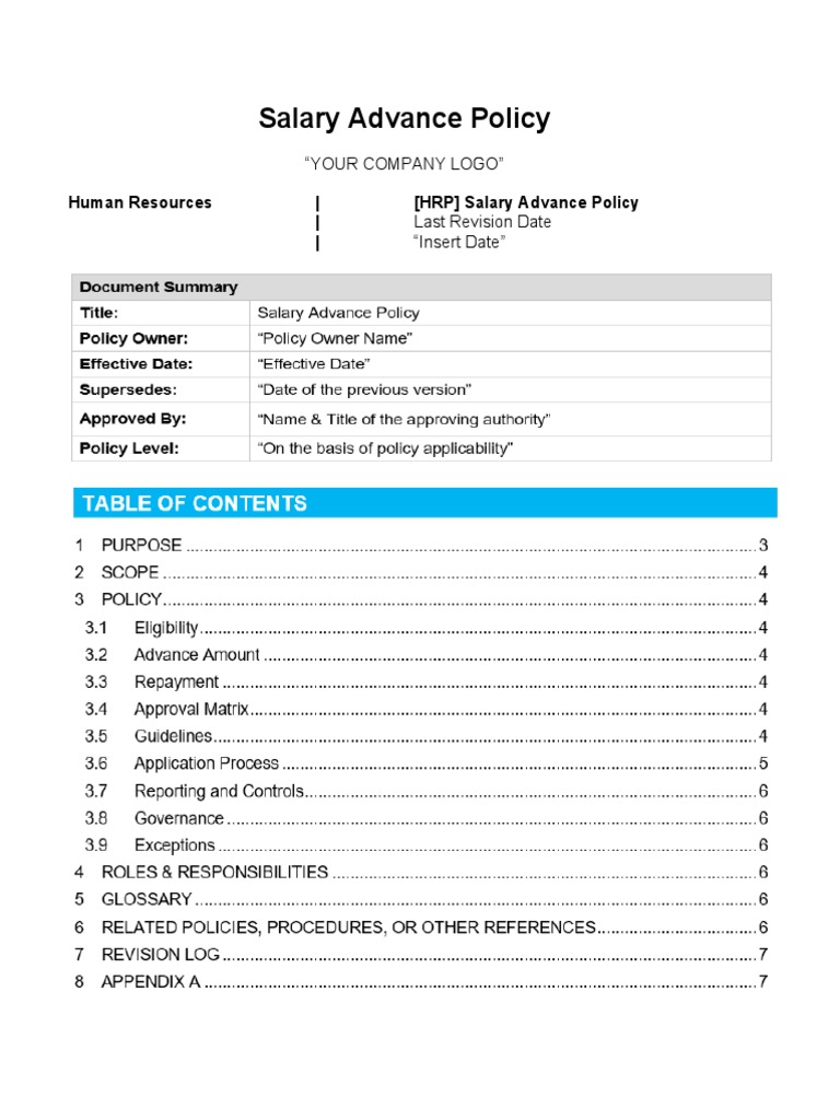 Salary Advance Policy Overview | PDF | Cheque | Salary