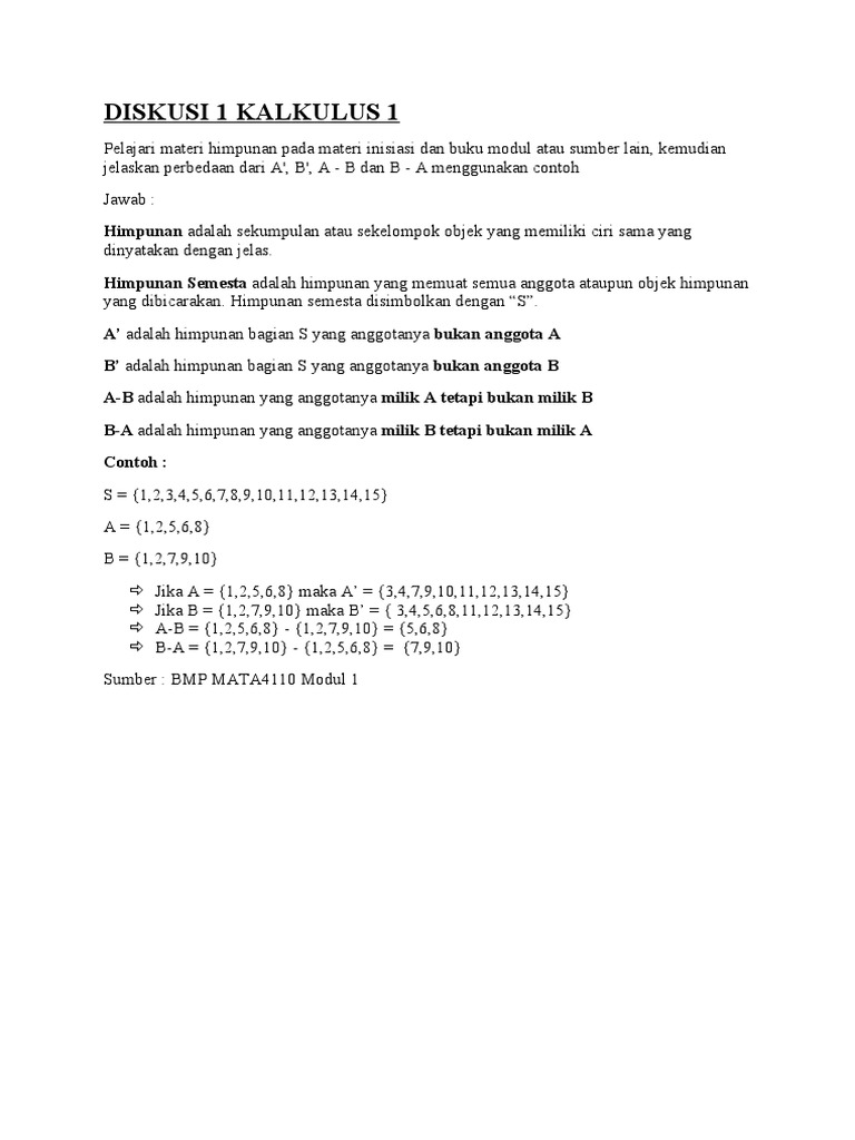 Diskusi 1 Kalkulus 1 | PDF | Seni & Disiplin Bahasa