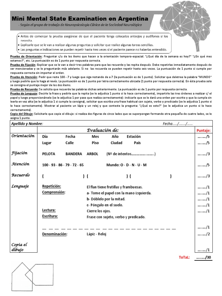 MMSE Argentina (Mini-Mental State Examination en Argentina) | PDF ...