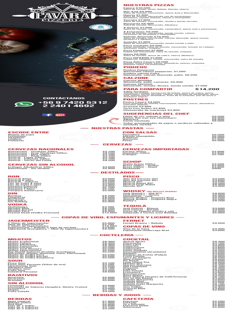 Carta Menu QR Favara | PDF | Pizza | Cocina