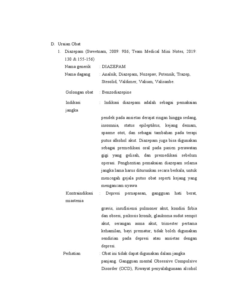 Uraian Lengkap Diazepam dan Valisanbe | PDF
