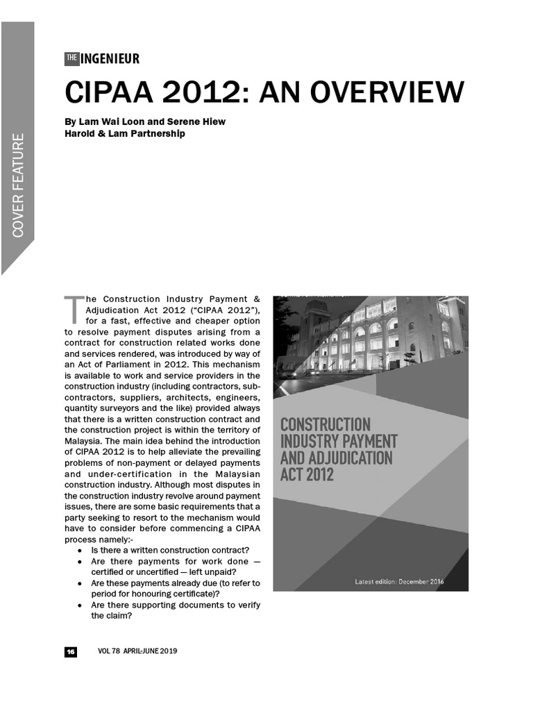 Cipaa 2012: An Overview: Ingenieur | PDF | Adjudication | Lawsuit
