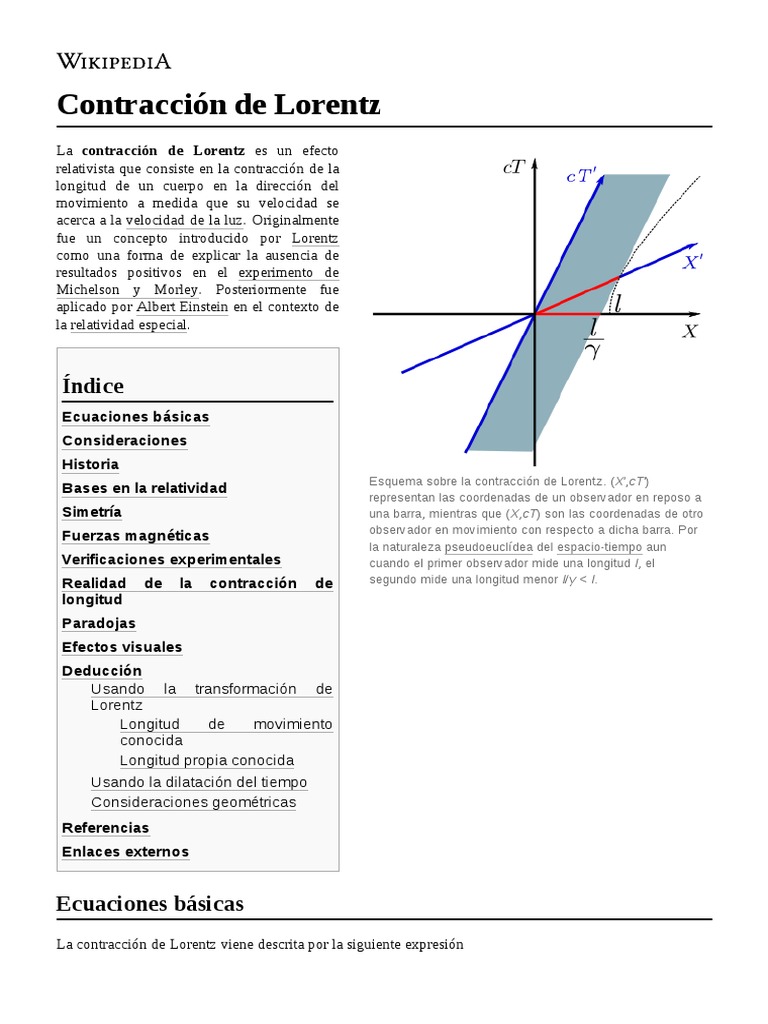 (Contracción de Lorentz, 2021) Contracción - de - Lorentz - WIKI | PDF ...