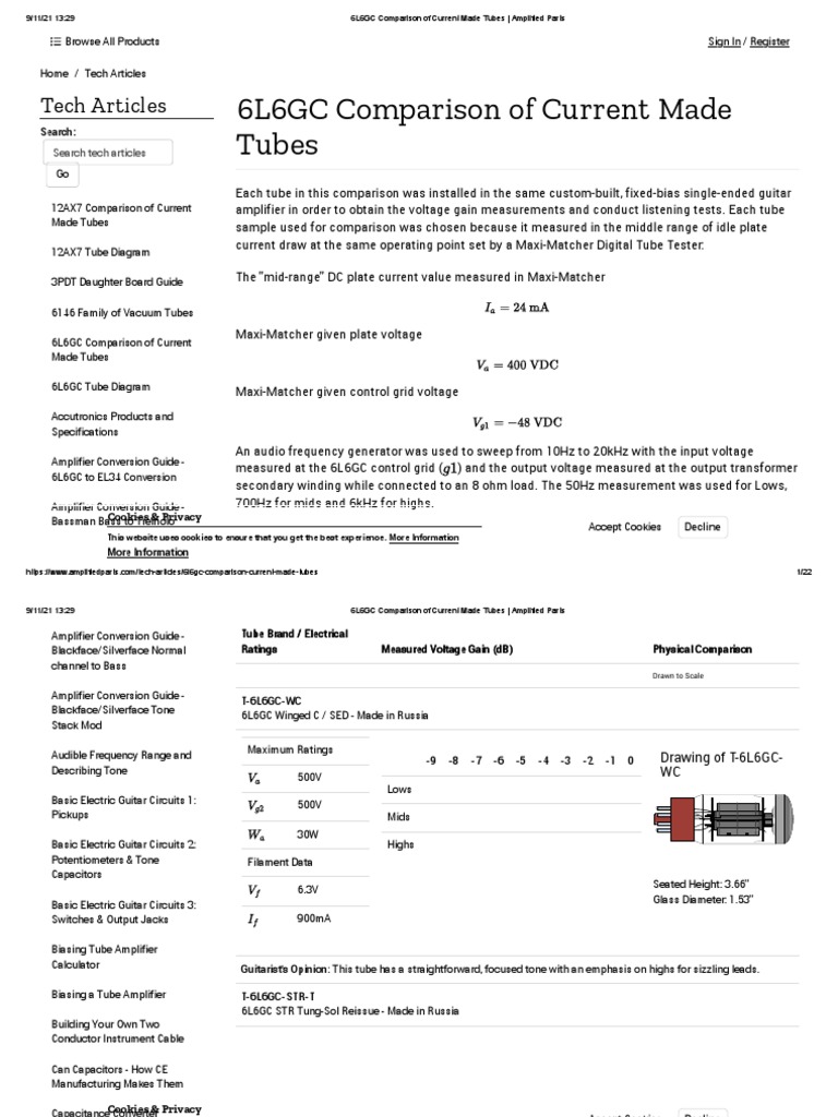 6L6GC Comparison of Current Made Tubes - Amplified Parts | PDF | Vacuum ...