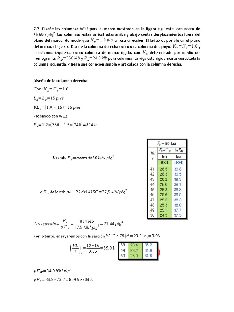 Diseño de Columnas W12 y W8 en Acero | PDF