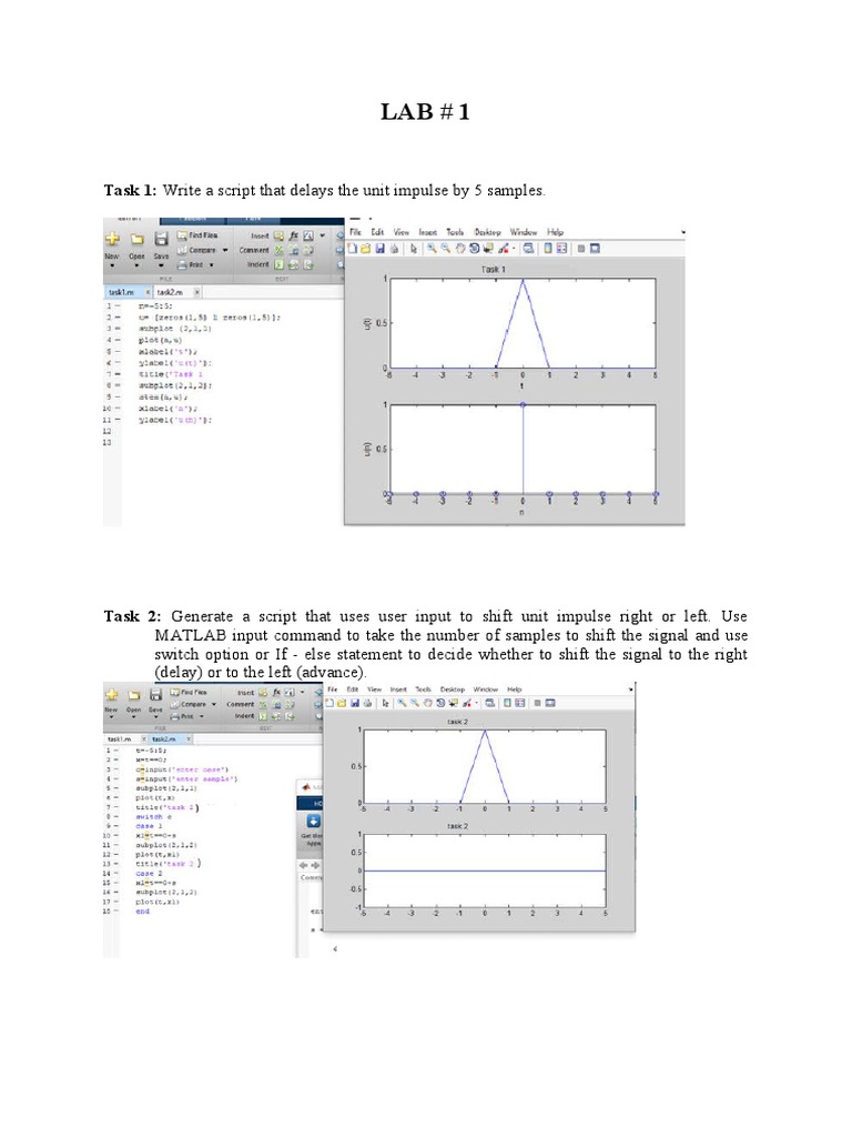 Task 1: Write A Script That Delays The Unit Impulse by 5 Samples | PDF