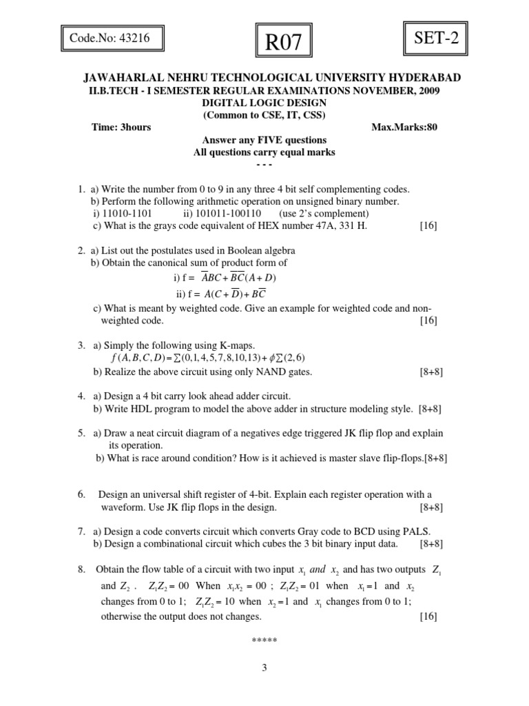 Code - No: 43216: Jawaharlal Nehru Technological University Hyderabad ...