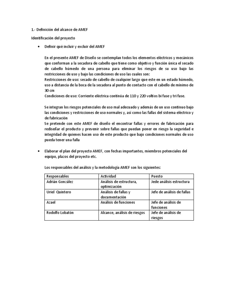 AMEF Pasos 1 y 5 | PDF | Ingenieria Eléctrica