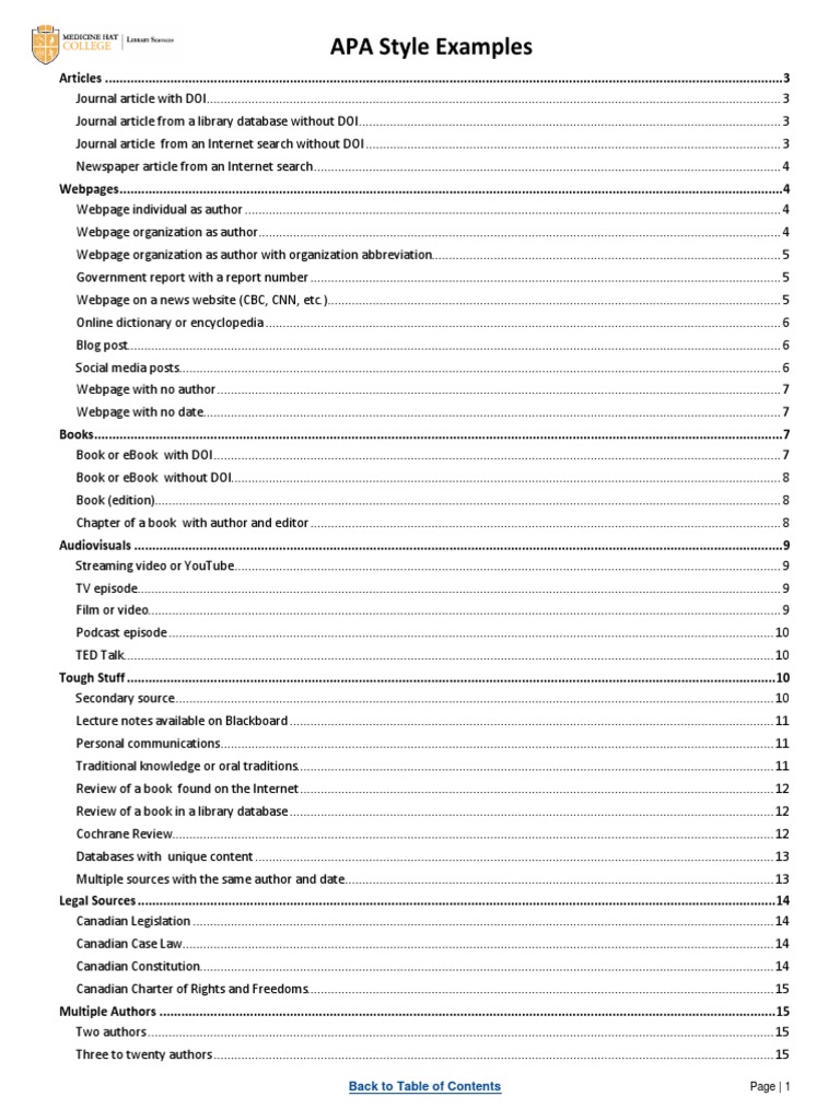 Apa Style Examples 2020-2021 - Revised | PDF | Apa Style