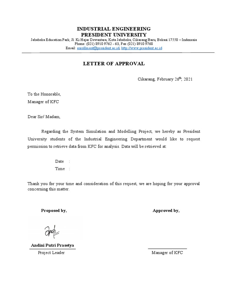 (KFC) Approval Letter + Statement Letter | PDF