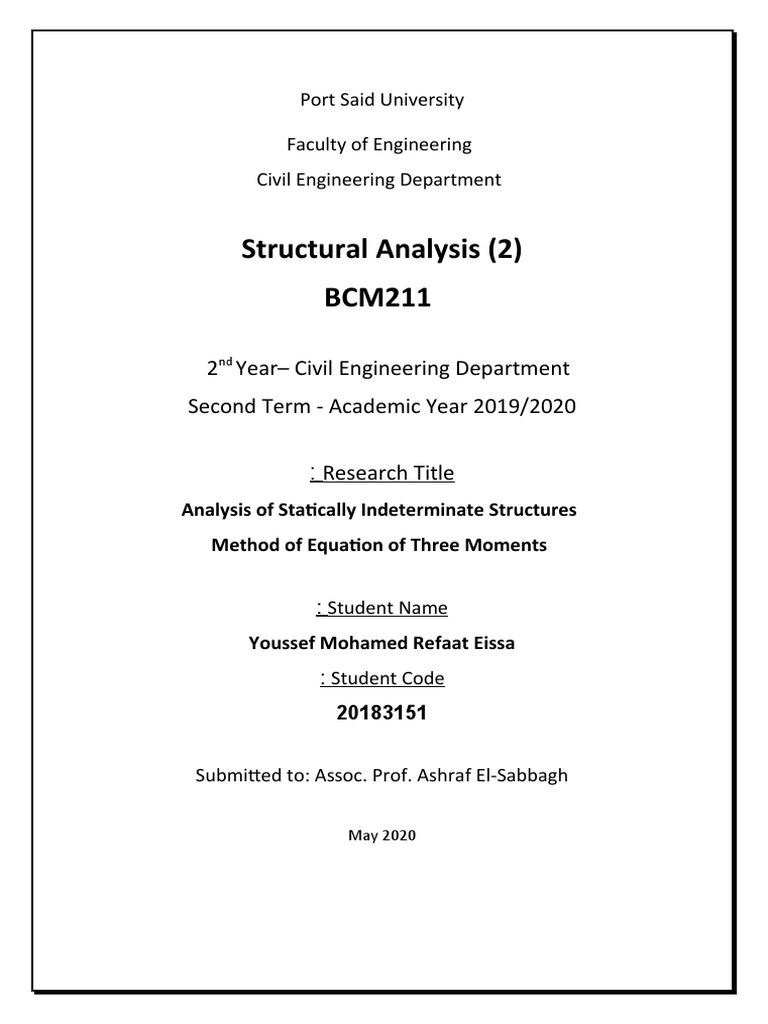 Structural Analysis (2) BCM211: 2 Year - Civil Engineering Department ...