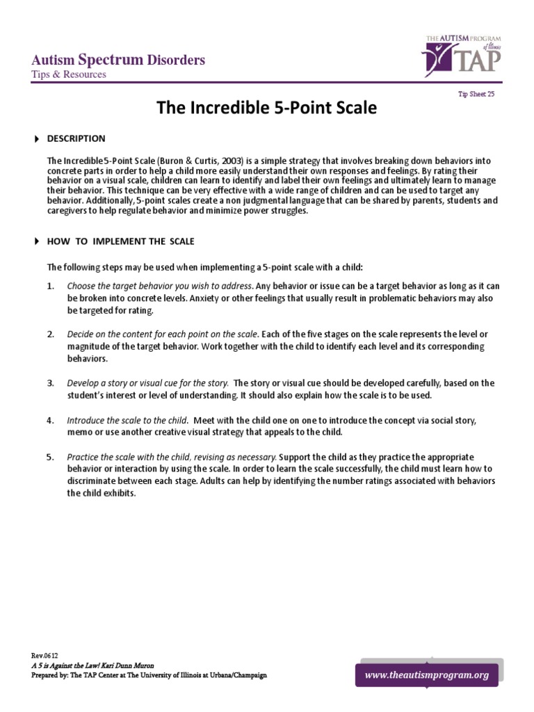 The Incredible 5-Point Scale: Spectrum | PDF | Psychology | Psychiatry
