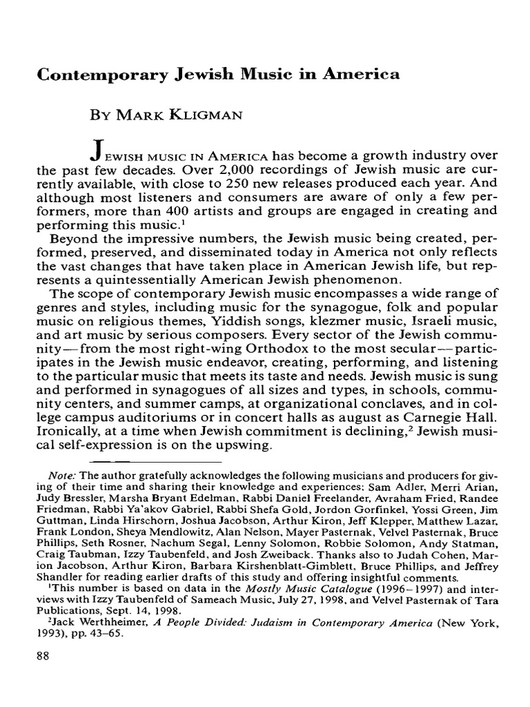 Contemporary Jewish Music in America | PDF | Jews | Hasidic Judaism