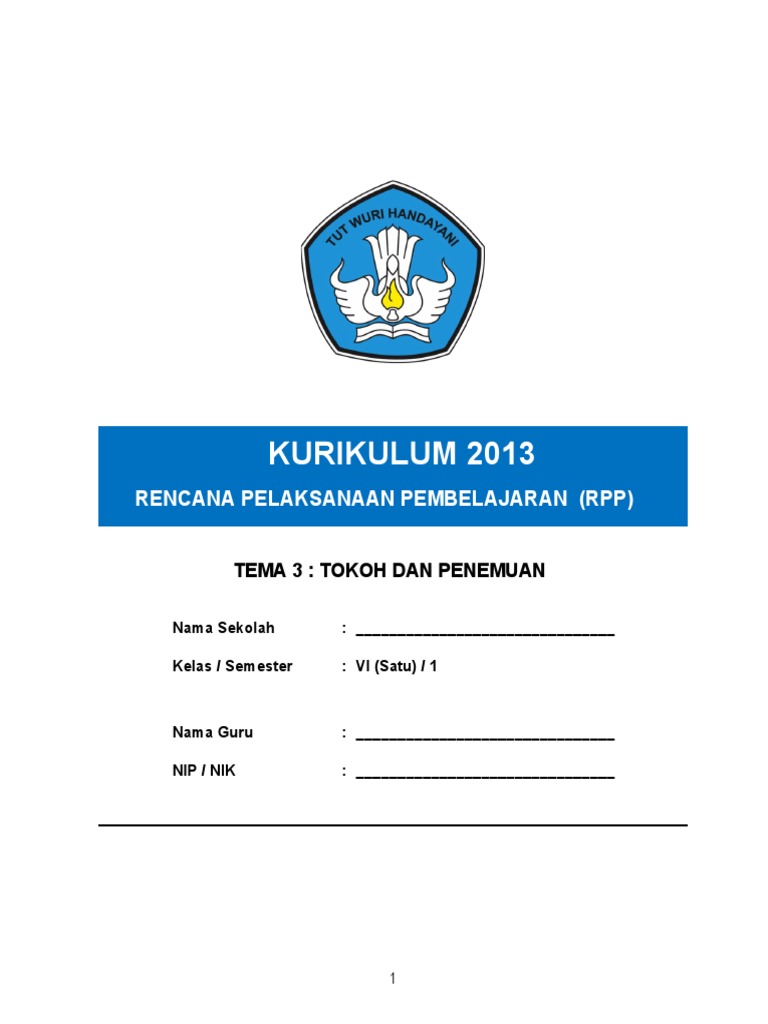 RPP Kelas VI Tema 3 Tokoh Dan Penemuan | PDF