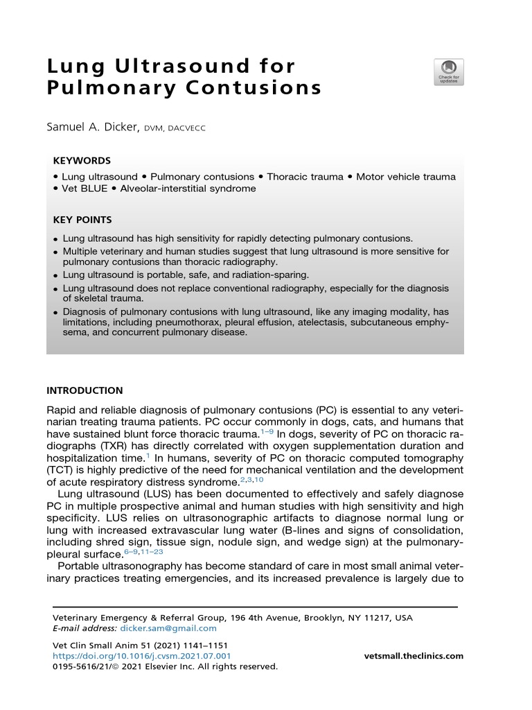 Lungultrasoundfor Pulmonarycontusions: Samuel A. Dicker | PDF | Medical ...
