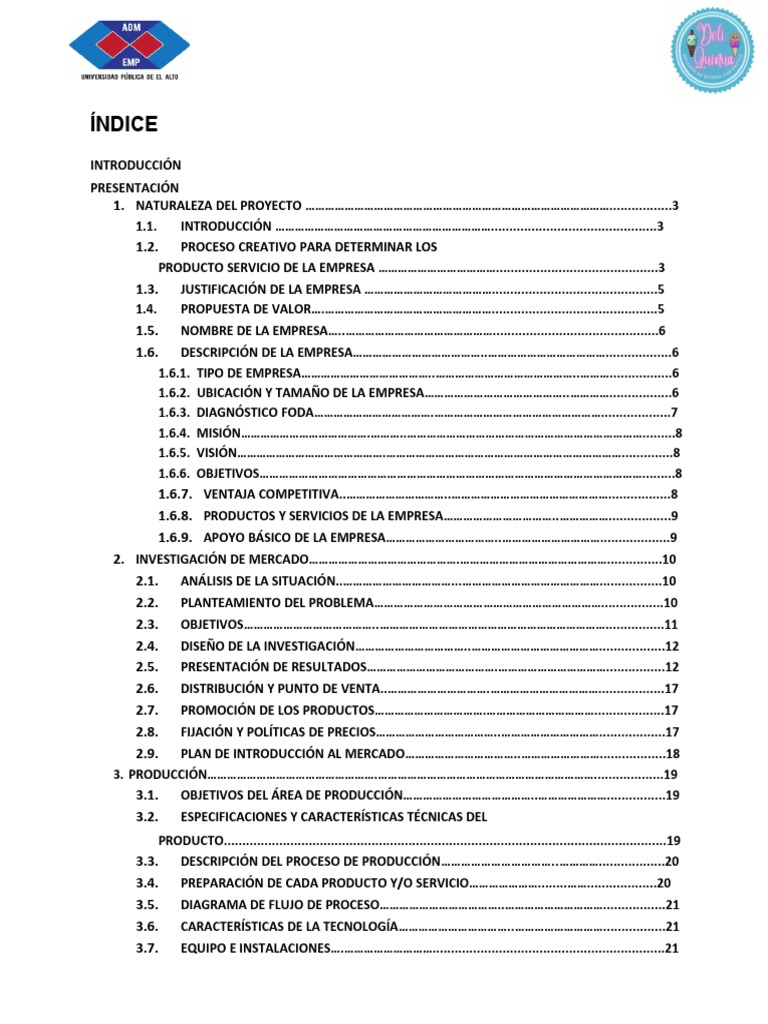 Índice Tentativo de Proyecto | PDF | Economias | Business