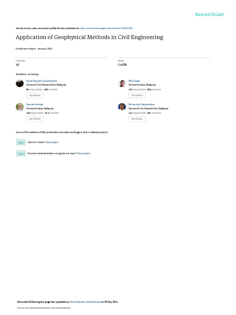 Application of Geophysical Methods in Civil Engineering: January 2011 ...