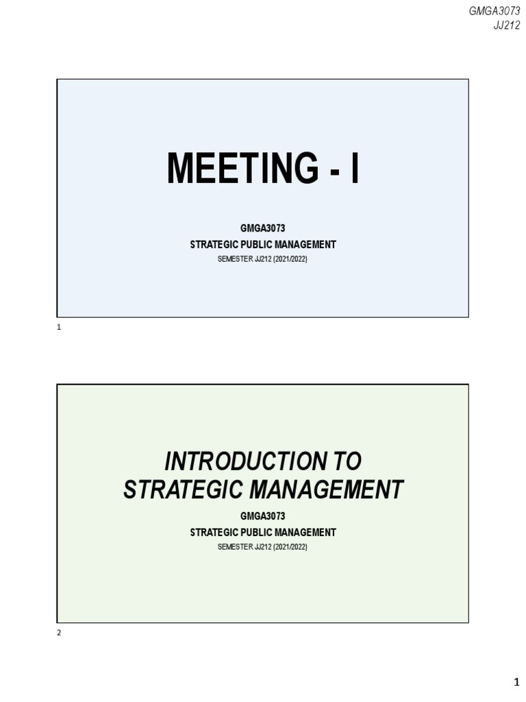 HandoutSlide 1st Meeting | PDF | Strategic Management | Strategic Planning