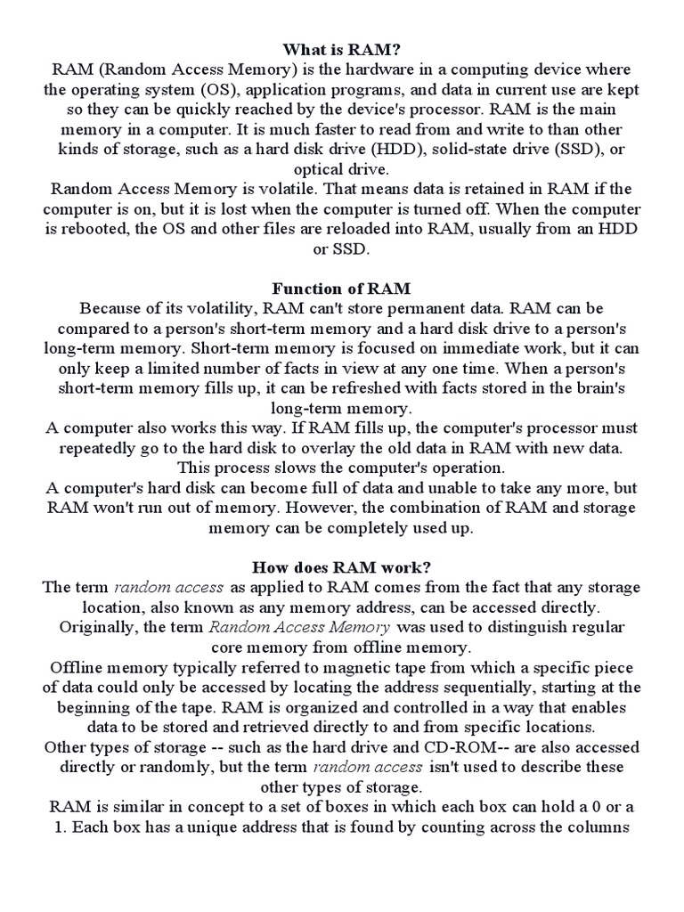 What Is RAM | PDF | Computer Data Storage | Random Access Memory