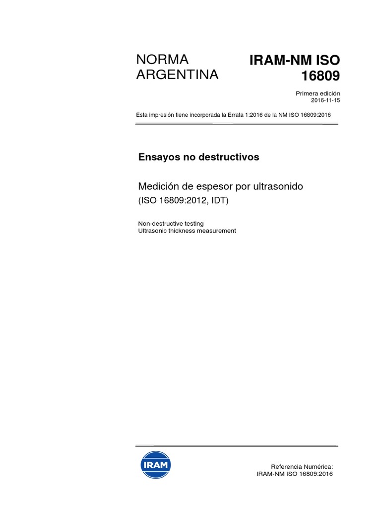 Norma IRAM-NM ISO 16809:2016 | PDF | Organización internacional para la ...