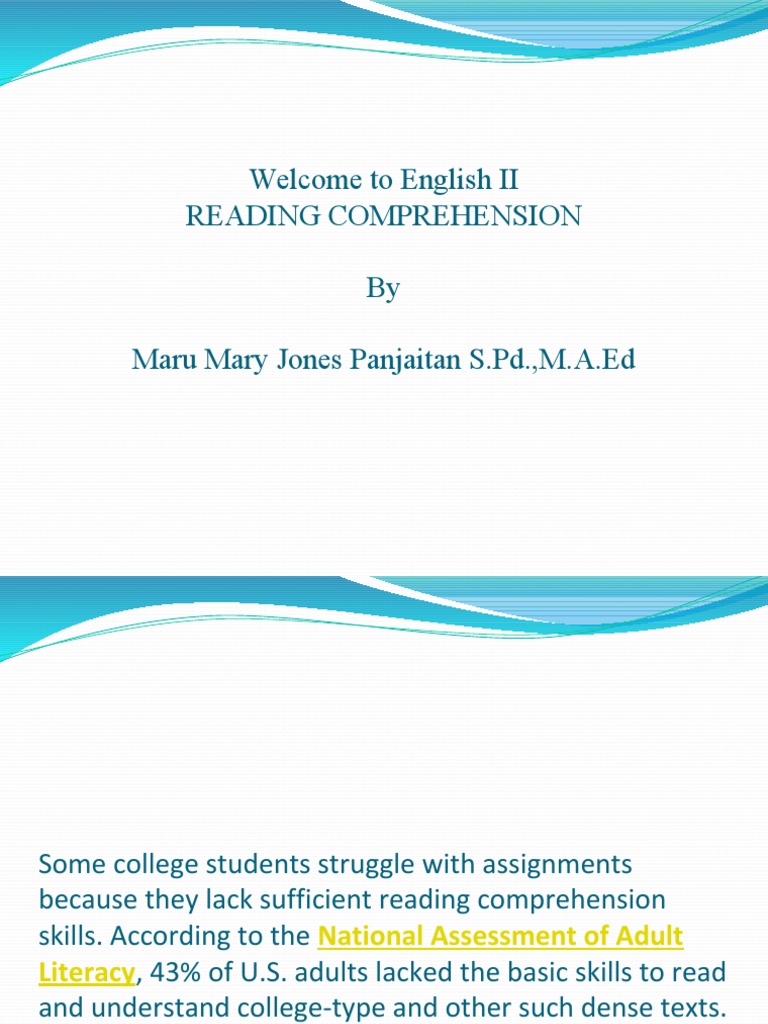 Welcome To English II Reading Comprehension by Maru Mary Jones Panjaitan S.Pd.,M.A.Ed | PDF ...