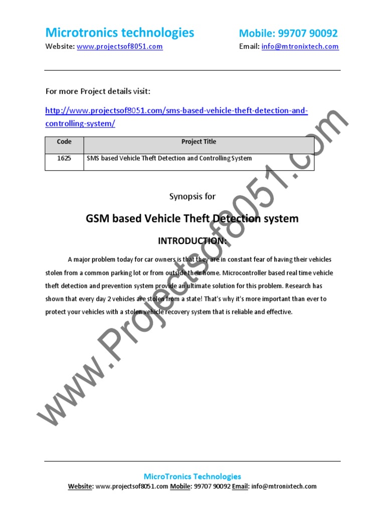 Microtronics Technologies: GSM Based Vehicle Theft Detection System ...