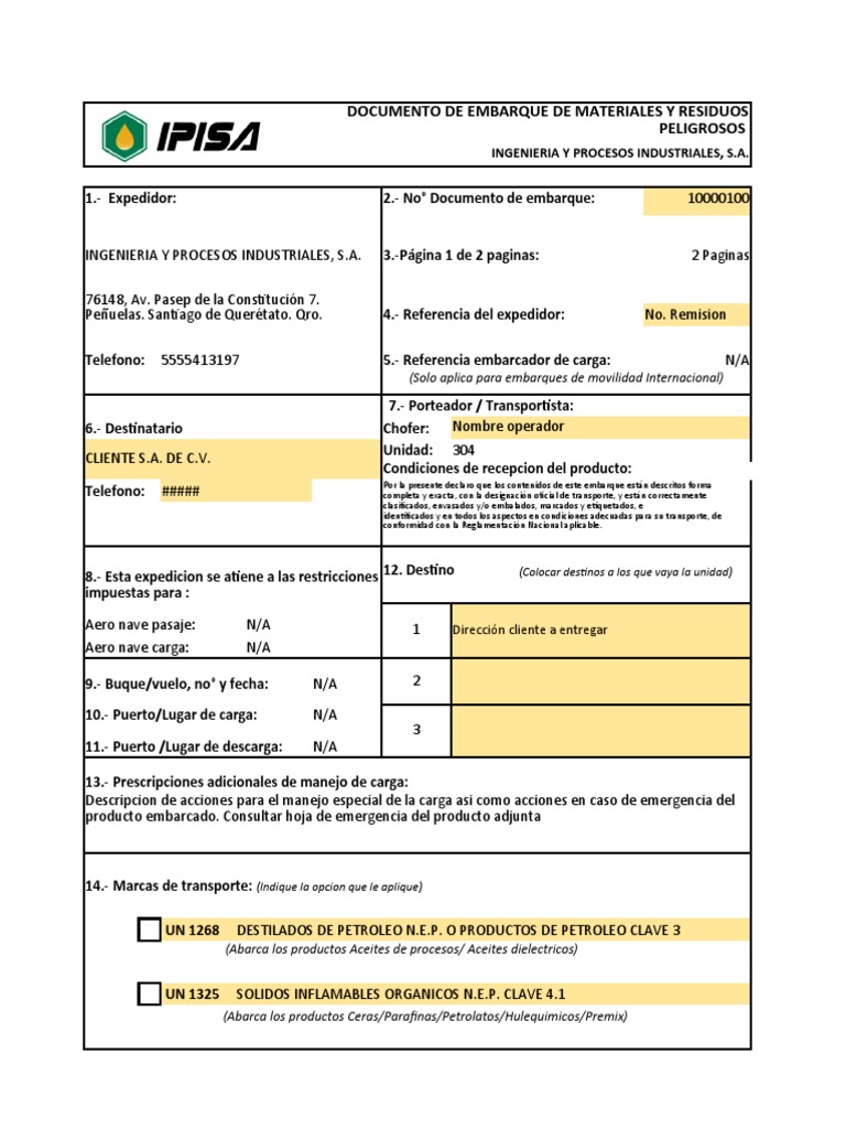 304 - Hoja de Embarque | PDF | Transporte