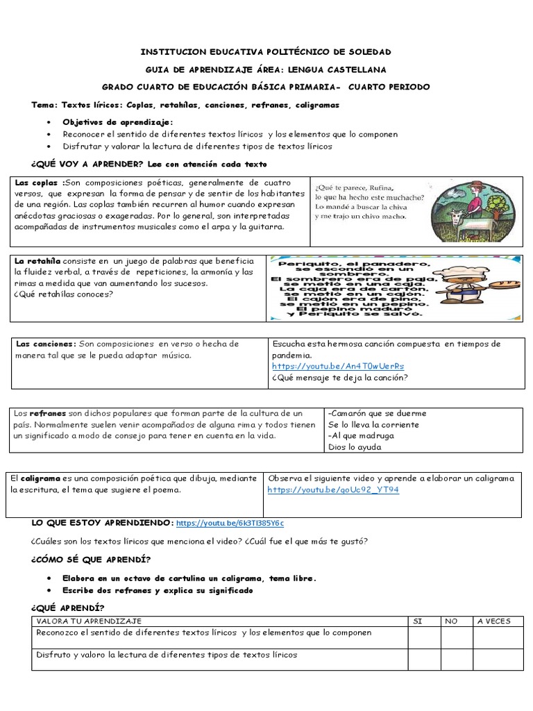 2 Lengua | PDF | Canciones | Aprendizaje
