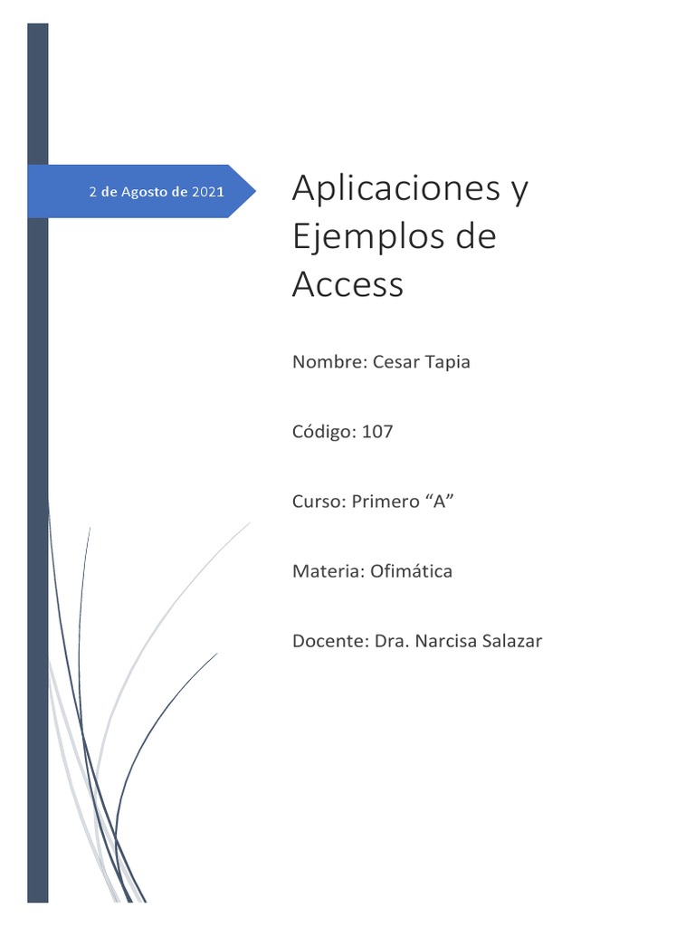 Access Aplicaciones y Ejemplos | PDF | Bases de datos | acceso Microsoft