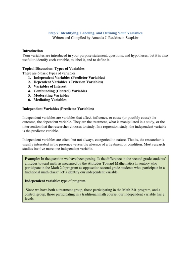 Identifikasi Dan Definisi Variable Pdf Dependent And Independent