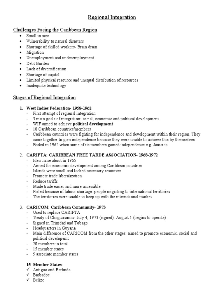 Regional Integration: Challenges Facing The Caribbean Region | PDF | Economies