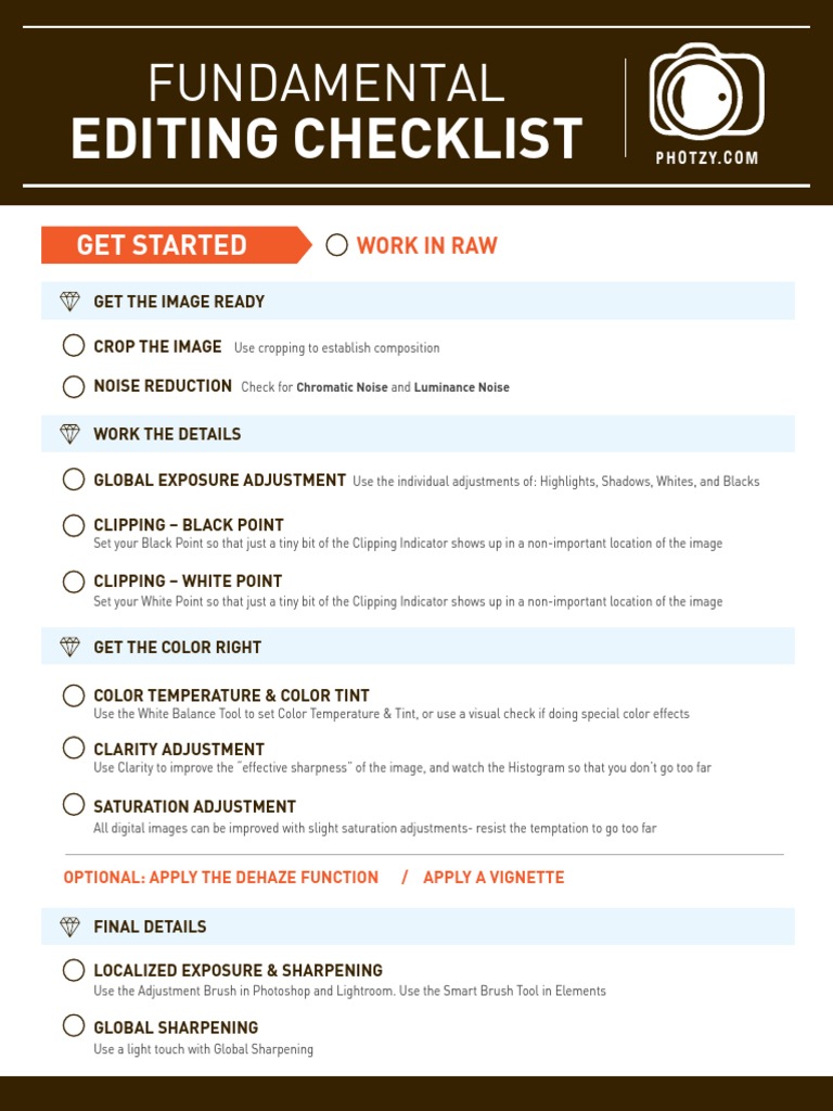 Fundamental+Editing Checklist | PDF | Adobe Photoshop | Imaging