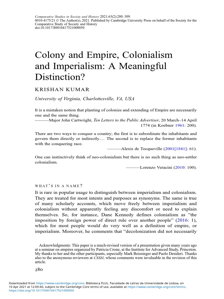 Colony and Empire, Colonialism and Imperialism: A Meaningful ...