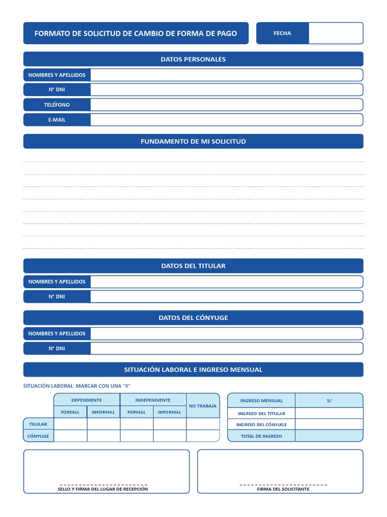 Solicitud de Cambio de Forma de Pago | PDF