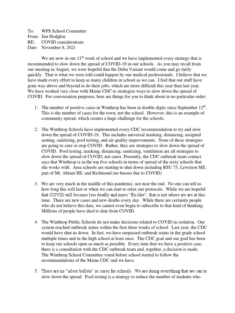 Emergency Meeting Information Memo 11092021 | PDF | Centers For Disease ...