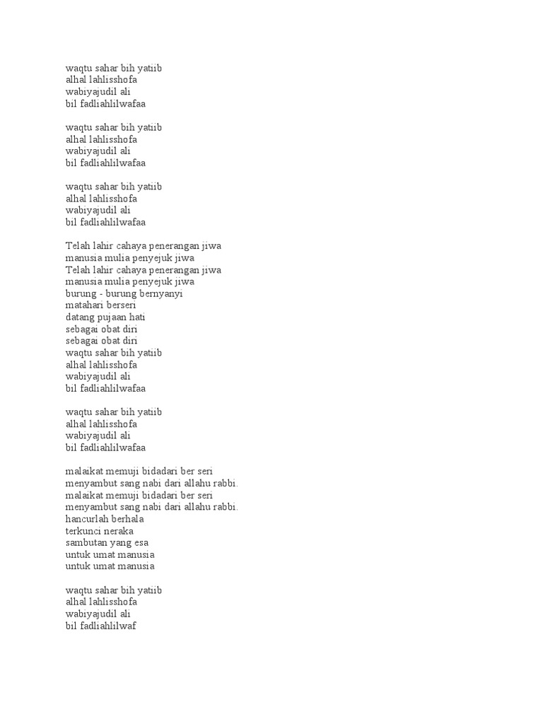 Waqtu Sahar Bih Yatiib | PDF