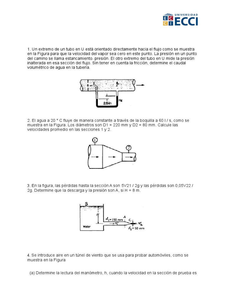 Taller 4 Mecanica de Fluidos | PDF | Presión | Agua