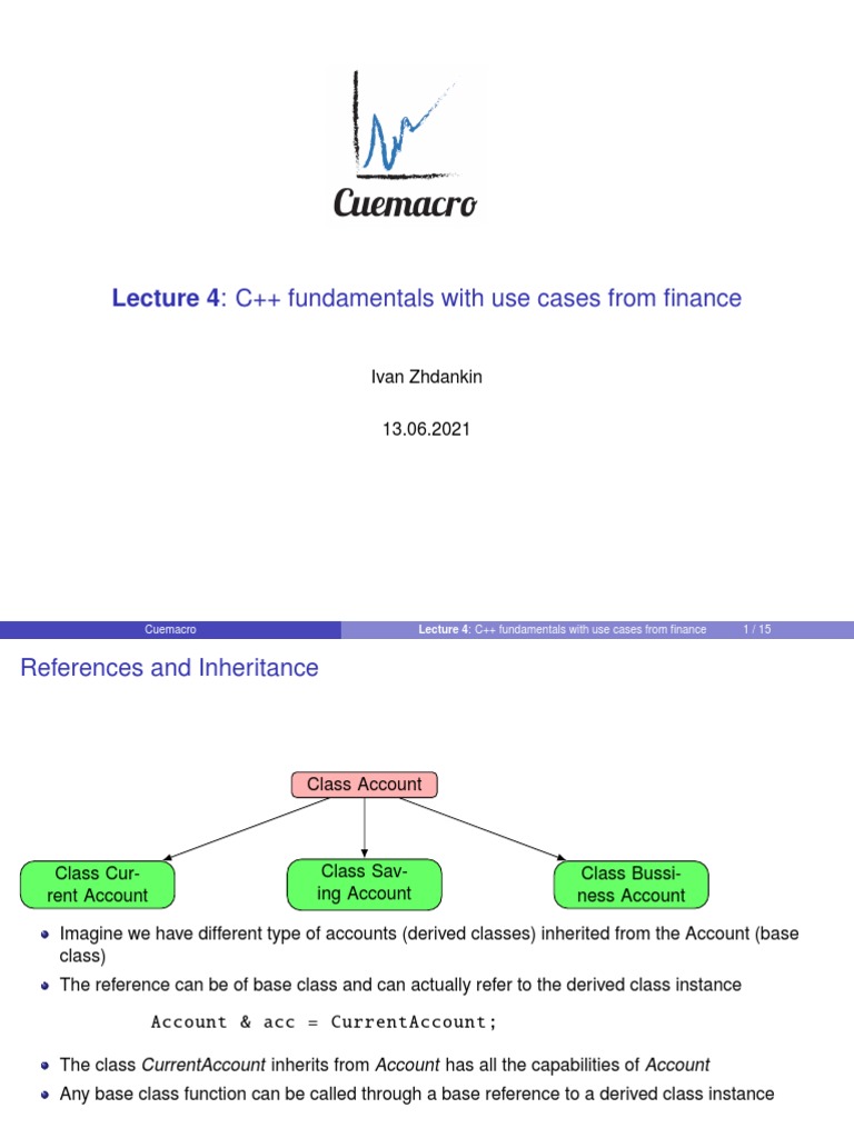 Lecture 4: C++ Fundamentals With Use Cases From Finance: Ivan Zhdankin ...