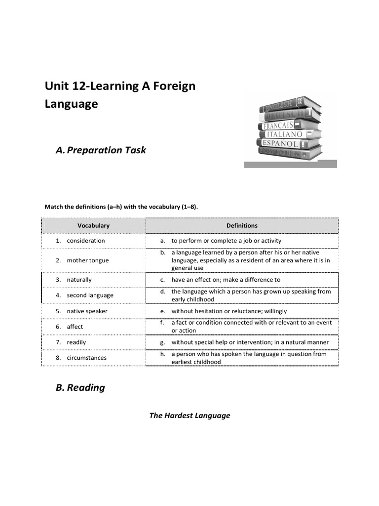 Unit 12 Learning A Foreign Language | PDF | Second Language Acquisition ...