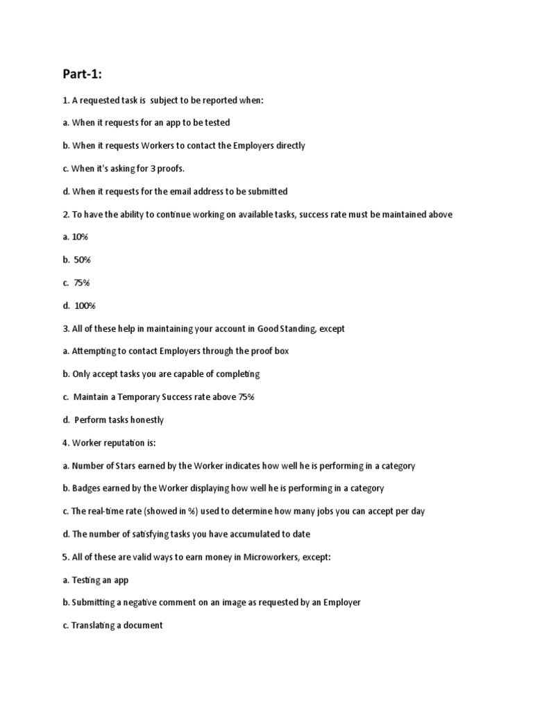 Microworkers Admission Test Insights | PDF | Cognition