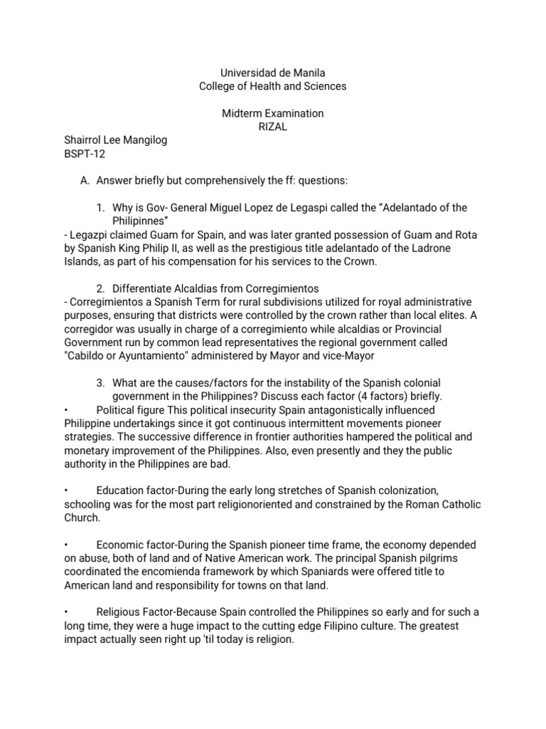 Mangilog BSPT-12 RIZALEXAMINATION | PDF