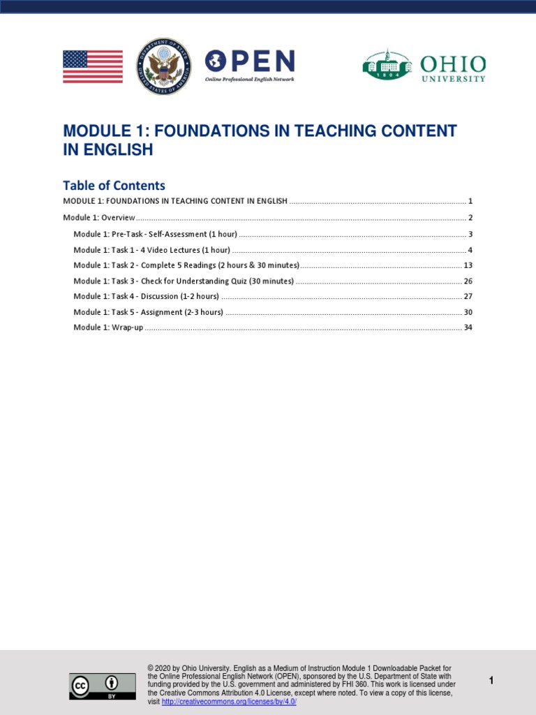 Module 1: Foundations in Teaching Content in English | PDF | Teachers ...