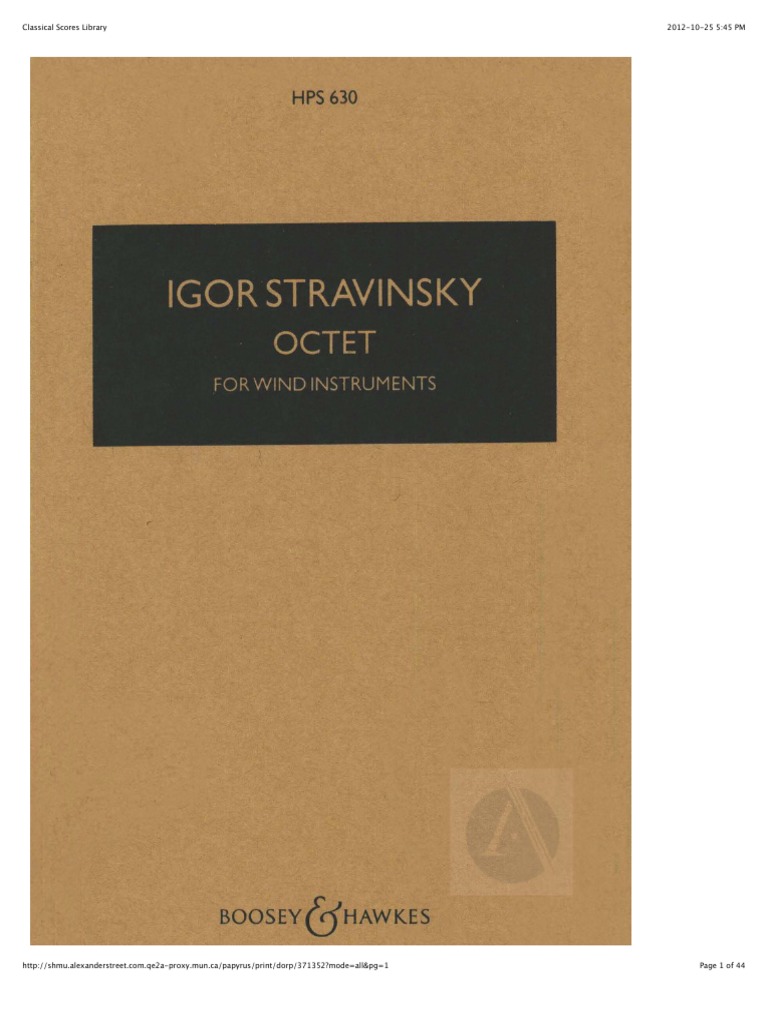 Stravinsky Octet | PDF | Modernism (Music) | Compositions