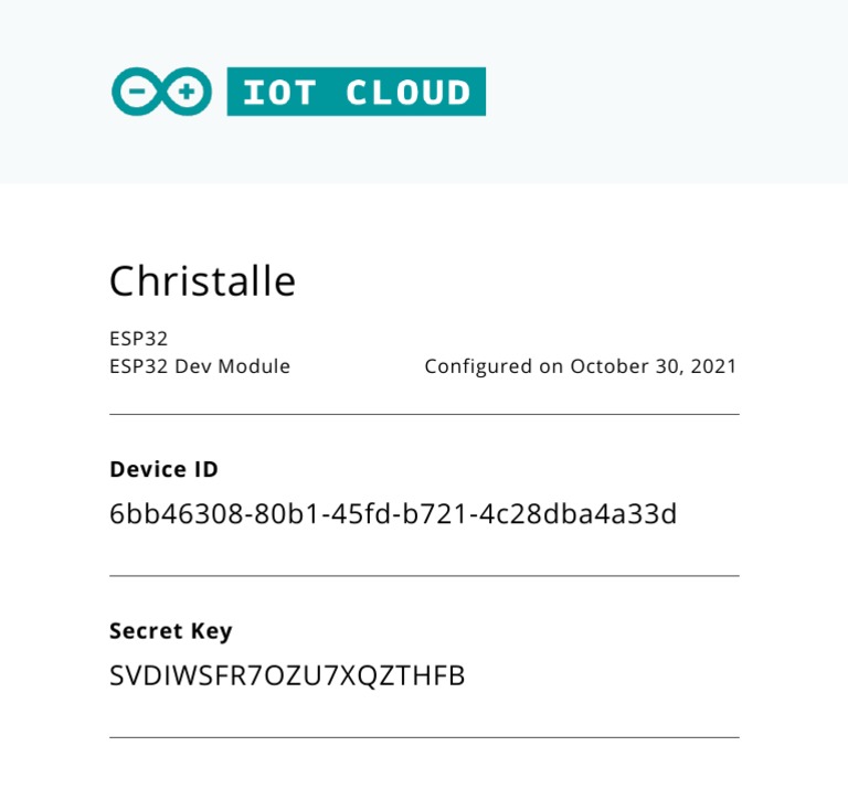 Arduino Device Secret Key | PDF