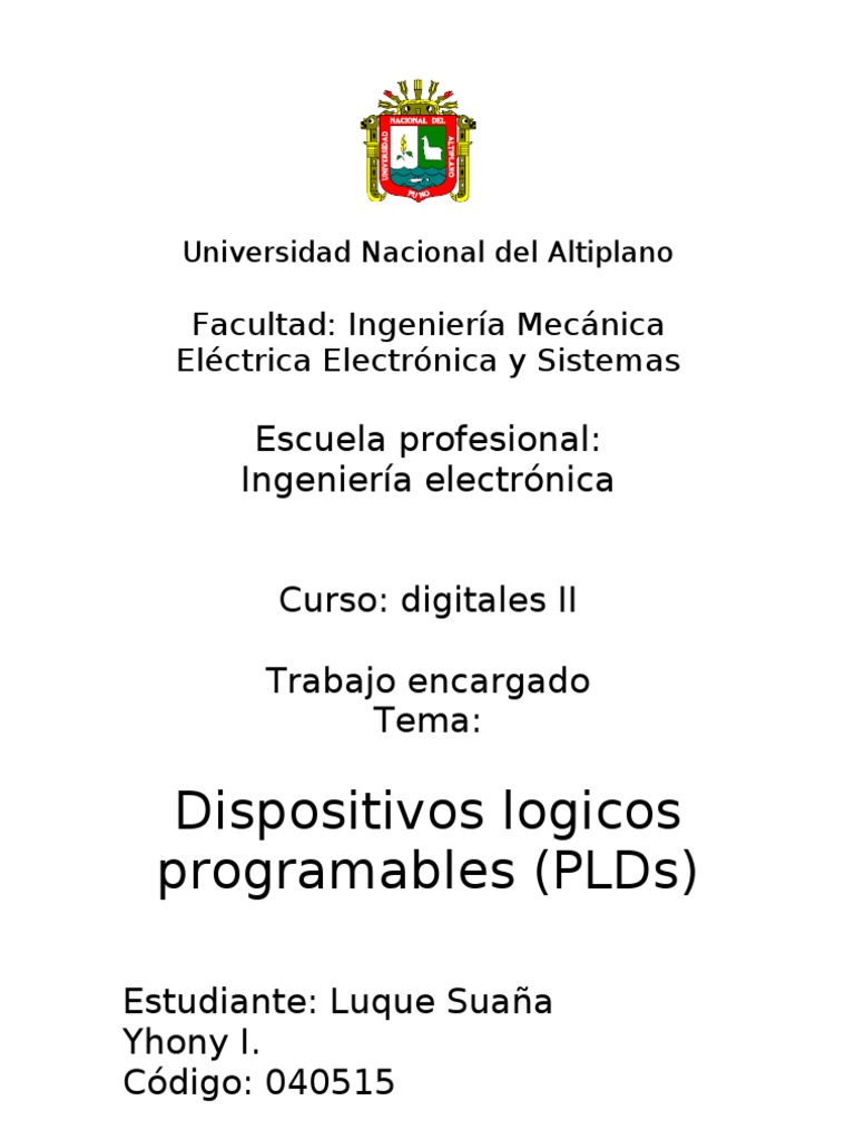Dispositivos Logicos Programables (PLDS) | PDF | Arreglos de compuertas lógicas programables en ...